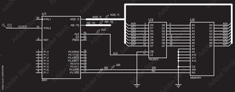 Vector Electrical Schematic Diagram Connecting External Memory To The