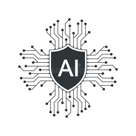 AI Security Digital Chip AI Cyber Security Technology Network Protection Concept Stock Vector