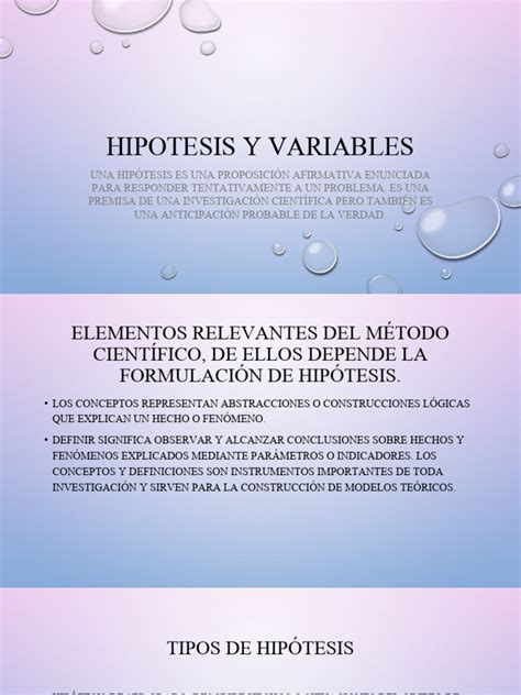 Hipotesis Y Variables Pdf Ciencia Y Matemáticas