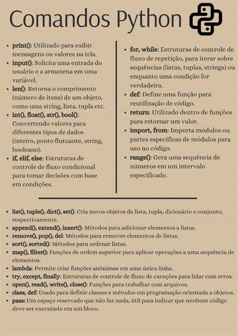 Comandos Em Python Em 2025 Linguagem De Programação Python Linguagem De Programação