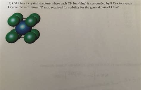 Solved CsCl Has A Crystal Structure Where Each Cl Ion Chegg Com