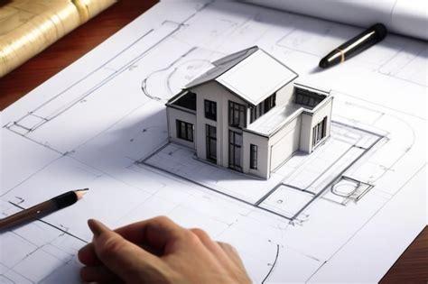 Premium Photo Hand Drafting A Design Villa And The Building Becoming Real