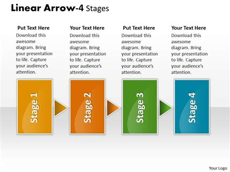 Linear Arrow 4 Stages 41 Graphics Presentation Background For PowerPoint PPT Designs
