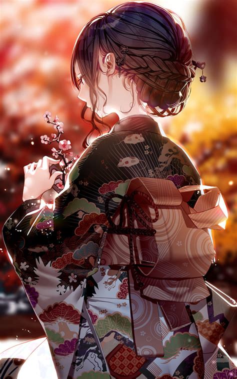 Anime Girl Wearing A Yukata