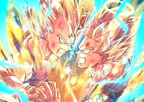 Son Goku Vegeta And Majin Vegeta Dragon Ball And 1 More Drawn By