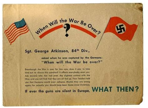 World War Ii Propaganda Leaflet When Will The War Be Over 2052828424