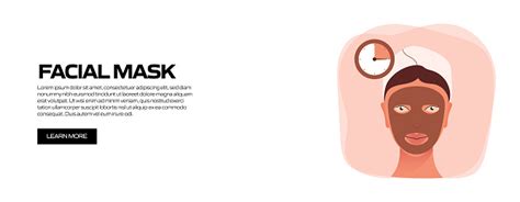 플랫 만화 스타일의 얼굴 마스크 개념 다채로운 벡터 일러스트레이션 헤드 라인 웹 배너에 대한 미용 바디 케어 및 화장품 관련 현대 벡터 일러스트 관능에 대한 스톡 벡터 아트