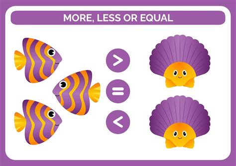 Premium Vector Number Comparisons Worksheet More Less Or Equal