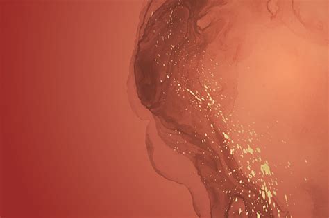 추상적 인 붉은 잉크 파도와 황금 물빛이 나는 수채화 배경 금 금속에 대한 스톡 벡터 아트 및 기타 이미지 금 금속 금색 배경 주제 Istock