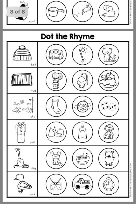 Rhyming Words Activity For Kindergarten