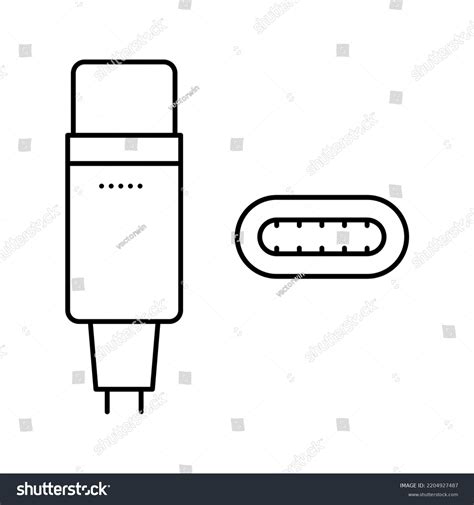 Usb Type C Line Icon Vector Stock Vector Royalty Free Shutterstock