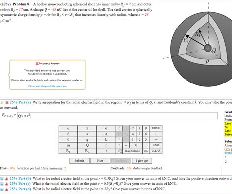 Solved Problem A Hollow Non Conducting Spherical Chegg