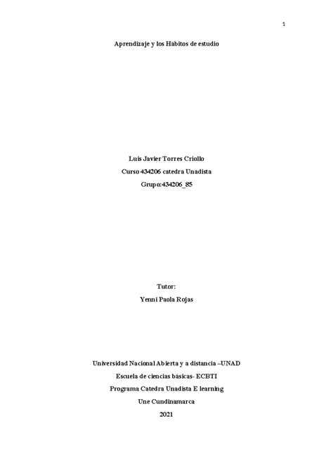 Apredizaje Y Hábitos De Estudio Aprendizaje Y Los Hábitos De Estudio