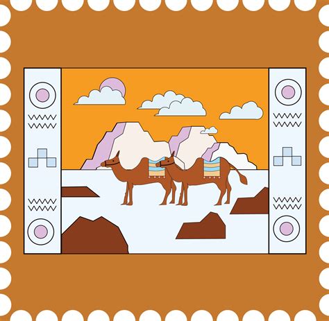 Two Camel In Postcard Style Design 26403827 Vector Art At Vecteezy