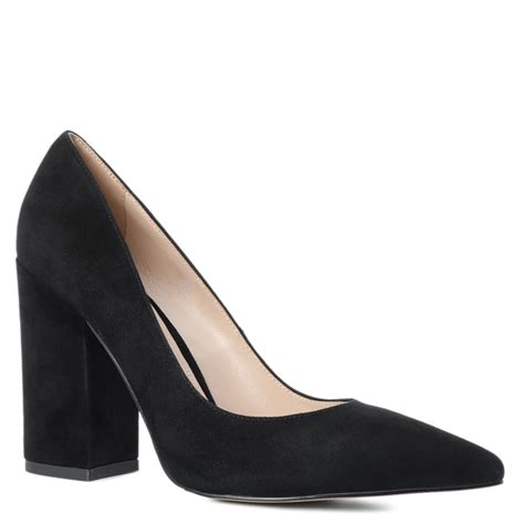 Туфли Женский Tendance черный Замша натуральная размер 38 Толстый каблук T узкая Франция