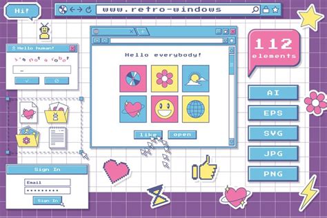 retro windows user interface ai eps png svg