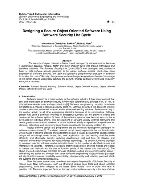 Pdf Designing A Secure Object Oriented Software Using Software Security Life Cycle