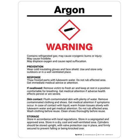 Argon Warning Ghs Portrait Wall Sign Comprehensive Safety Signs And Labels For Every Environment