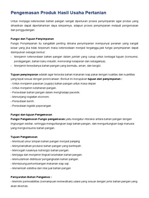 Pengemasan Produk Hasil Usaha Pertanian Pdf