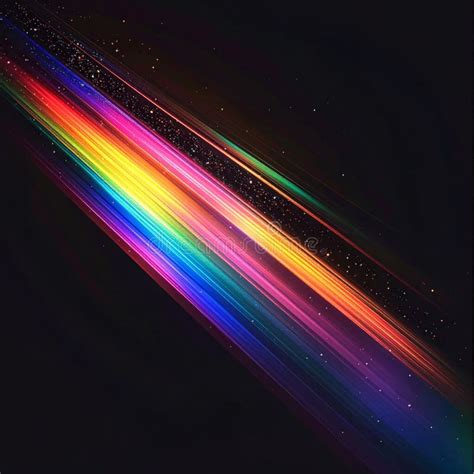 Abstract Rainbow Colored Light Streaks On Black Background With