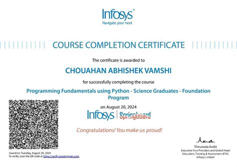 completed programming fundamentals with infosys and springboard chouhan abhishek vamshi posted