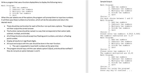 Solved Sample Output Write A Program That Uses A Function Chegg