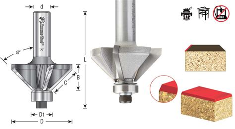 Chamfer Router Bits Smooth Cut And Precision Angles Woodworking Tools