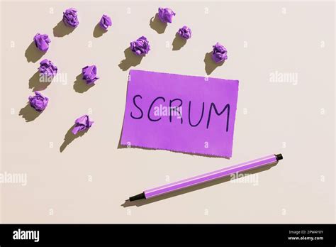 Text Caption Presenting Scrum Word Written On Handwriting As Distinct From Print Written