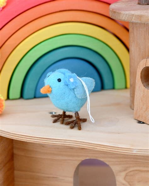 Felt Blue Bird Hanging Ornament Bird Ornament Ethically Made From Wool