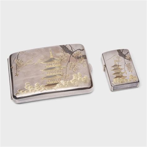 Japanese Silver Cigarette Case And Lighter Browse Or Buy At Pagoda Red