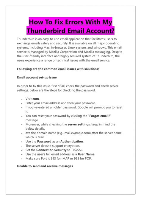How To Fix Errors With My Thunderbird Email Account