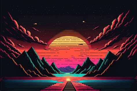 픽셀 아트 그림 프리미엄 사진