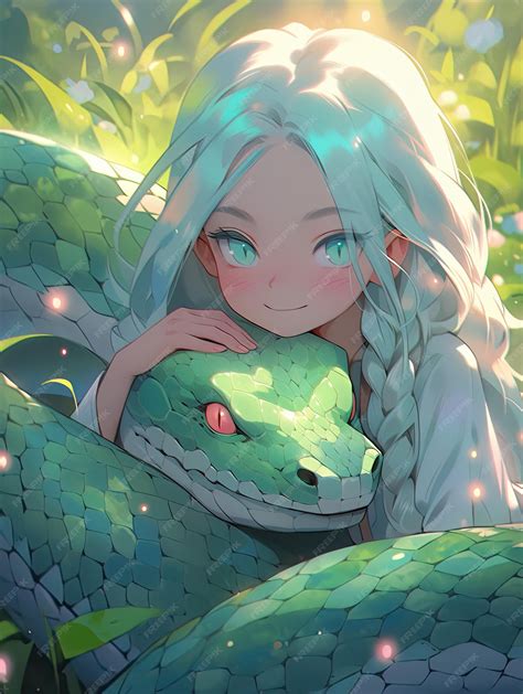 Premium Ai Image Anime Girl And Snake