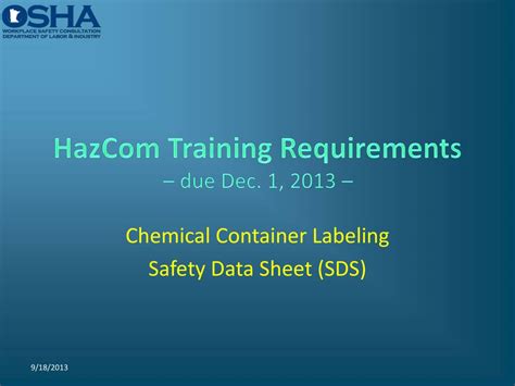 Ppt Hazcom Training Requirements Due Dec 1 2013 Powerpoint
