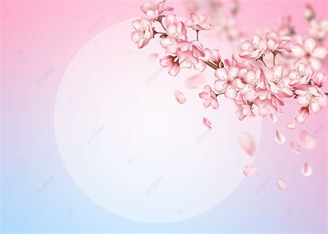 Round Border Sakura Branches Decoration Blue Gradient Background Wallpaper Round Frame