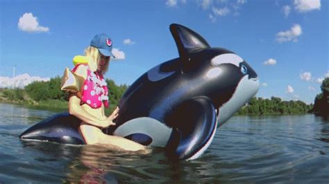Alla Hotly Fucks A Rare Inflatable Whale On The Lake And Gets A Real Orgasm