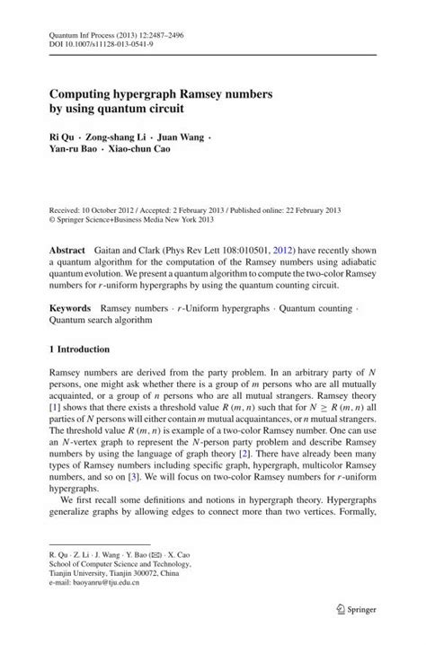 Pdf Computing Hypergraph Ramsey Numbers By Using Quantum Circuit Pdf Computing Hypergraph Ramsey Numbers By Using Quantum Circuit