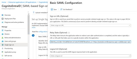 how to set up saml federation in amazon cognito using idp initiated