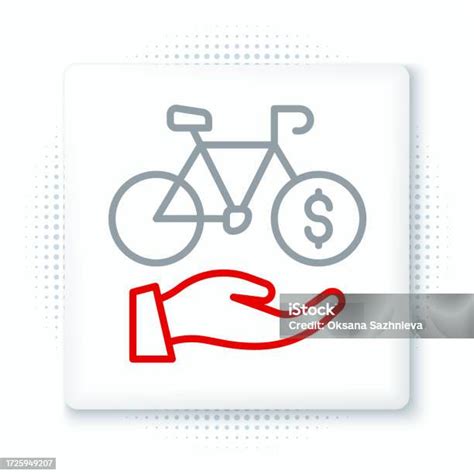 흰색 배경에 격리 된 라인 자전거 대여 모바일 앱 아이콘 도시에서 자전거 대여스마트 서비스 공유 시스템을 위한 모바일 앱입니다