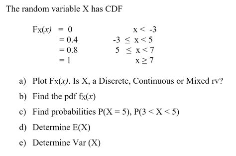 Solved The Random Variable X Has Cdf Fxx 0 04 08