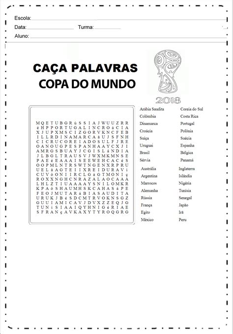 Atividades Sobre A Copa Do Mundo Para Imprimir E Colorir
