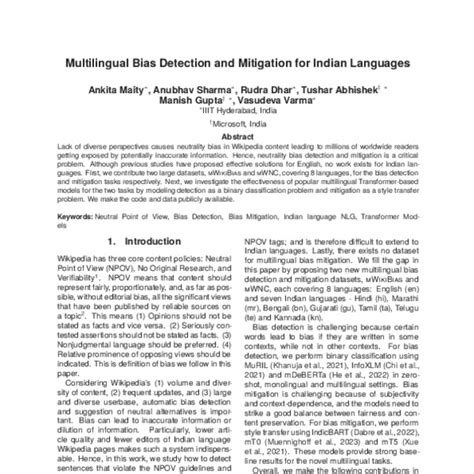 Multilingual Bias Detection And Mitigation For Indian Languages Acl Anthology