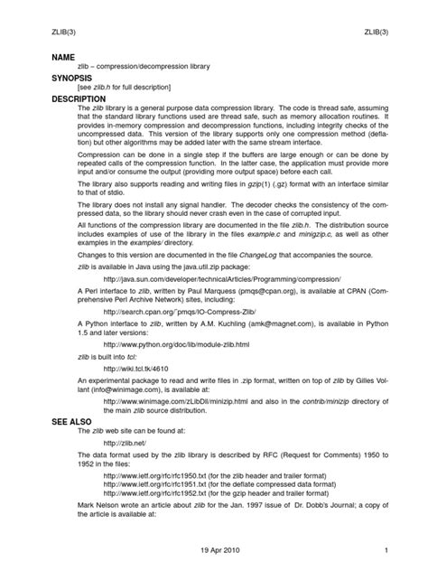 Zlib 3 Pdf Data Compression Library Computing
