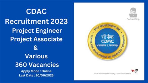 Cdac Recruitment 2023 Project Engineer Project Associate