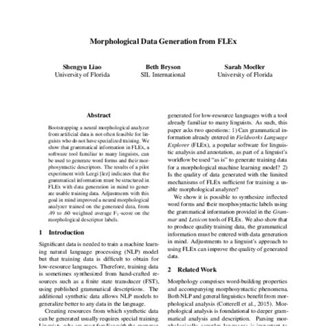 Morphological Data Generation From Flex Acl Anthology