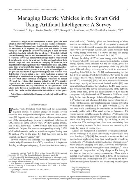 managing electric vehicles in the smart grid using artificial