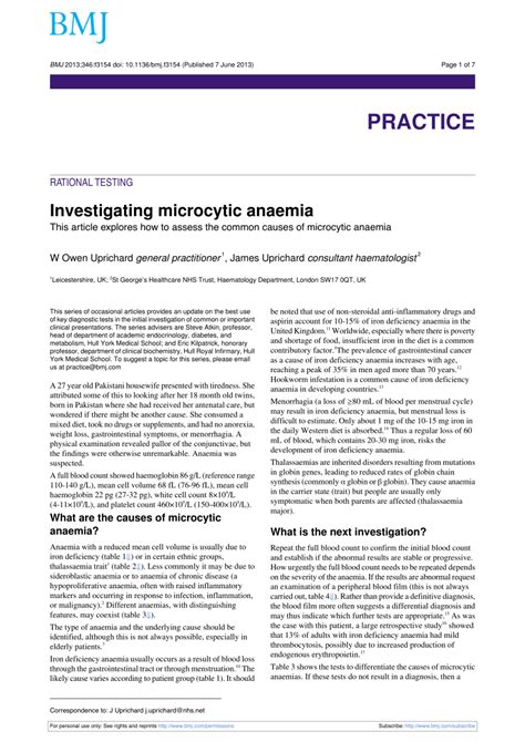 Pdf Investigating Microcytic Anaemia