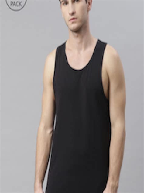 Buy Marks And Spencer Men Pack Of 3 Black Solid Innerwear Vest T144505sblack Innerwear Vests For