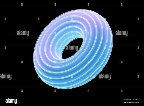 futuristic neon colorful torus donut 3d rendering torus geometry