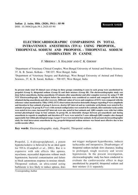 Pdf Electrocardiographic Comparisons In Total Intravenous Anesthesia
